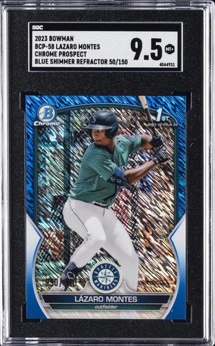 2023 BOWMAN CHROME PRSPCT, BLUE SHIMMER REFRACTOR 50/150 LAZARO MONTES ...