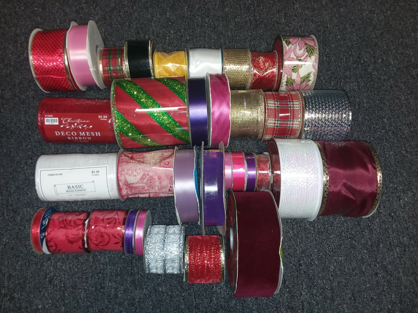 Lot Of 34 New and Slightly Used Craft Ribbon Spools Over 640 Yards | eBay
