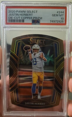2020 SELECT #244 JUSTIN HERBERT "DIE-CUT COPPER PRIZM" ROOKIE RC 151/ ...