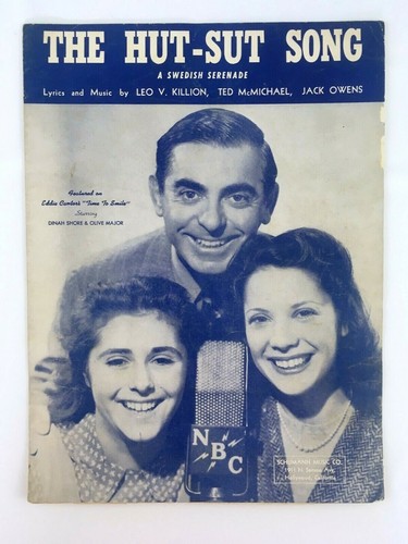 Hut-Sut Song Sheet Music Piano Vocal Swedish Eddie Cantor Shore Major ...
