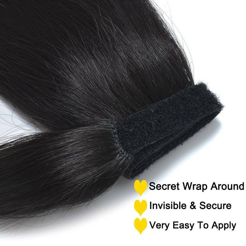 100% Human Hair Ponytail Extensions Pony Tail Remy Wrap Around Claw ...