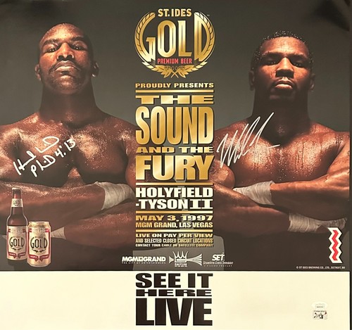 Mike Tyson & Evander Holyfield Signed Bite Fight Poster 21x22 JSA ...