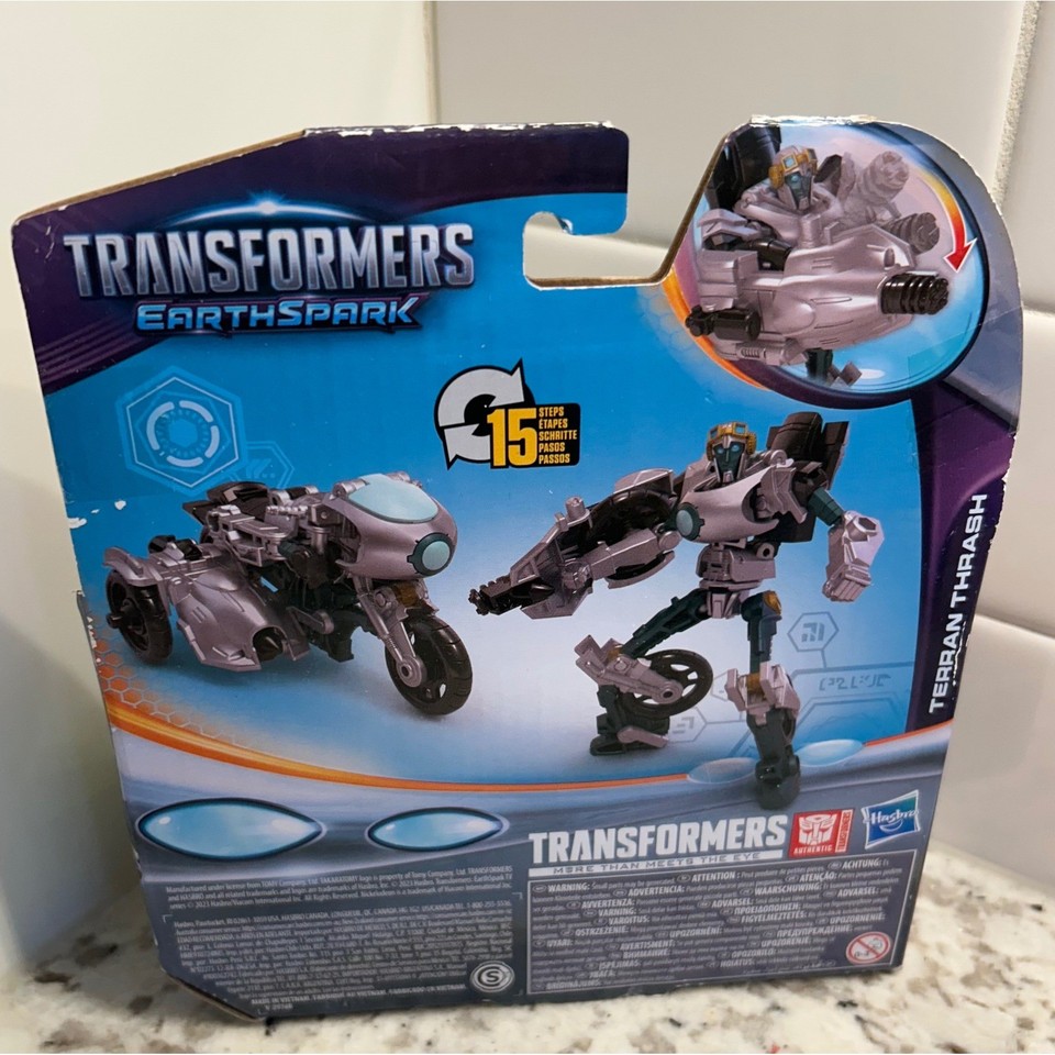 Transformers EarthSpark Terran Thrash Action Figure Hasbro Motorcycle ...