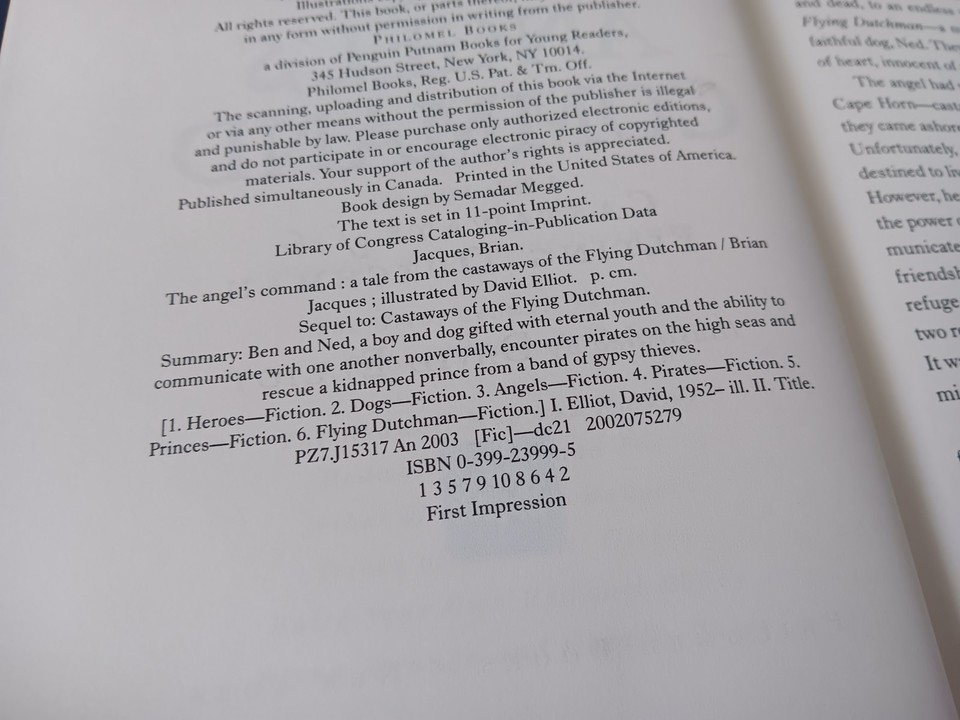 Redwall The Angel's Command By Brian Jacques (2003, Hardcover Book) HC ...