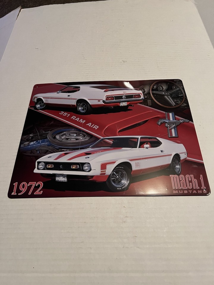 '72 Ford Mustang Mach 1 351 Ram Air 15" x 12" Tin Metal Sign W ...