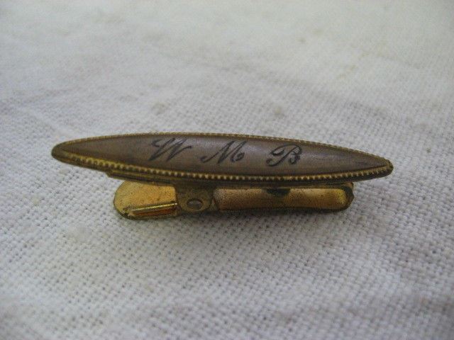 ANTIQUE Brass Tone Vintage Initials Letters "WMB" Script Tie Clip Tie ...