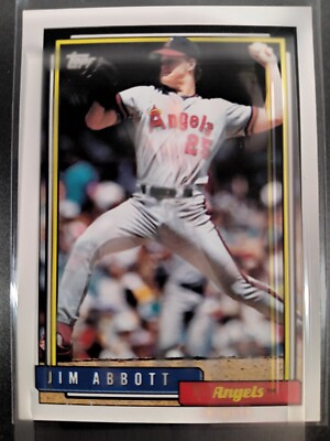 JIM ABBOTT CALIFORNIA ANGELS 1992 TOPPS BASEBALL CARD #530 | eBay