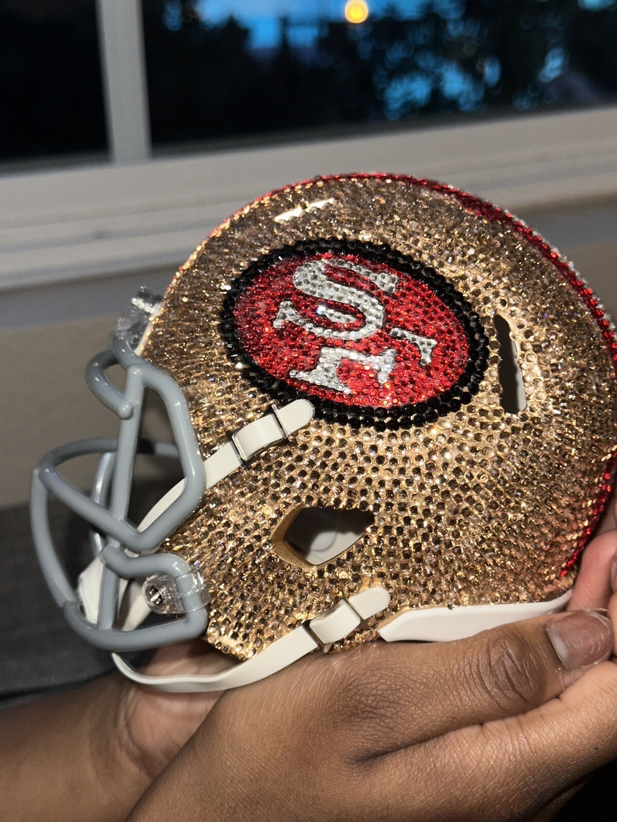 NFL 49ers Mimi HELMET, Swarovski crystal helmet, bling helmet,NFL ...