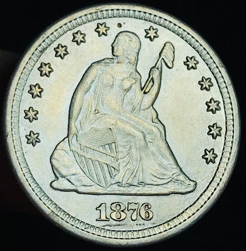 1876 CC Seated Liberty Quarter 25C CHOICE Centennial 90% Silver US Coin ...