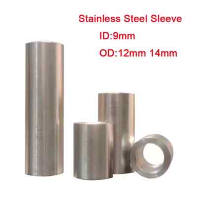 ID 9mm OD12mm 14mm Stainless Steel Shaft Bushing Steel Sleeve No Thread ...