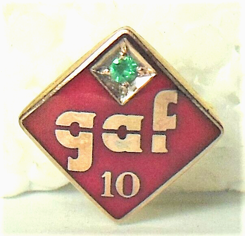 VTG. GAF Co. Logo emblem 1/10 10K GF employee service award tie pin ...