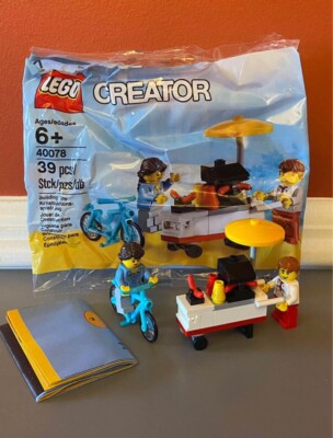 LEGO 40078 Creator Hotdog Stand Vendor & Bike Rider 100% Complete W ...