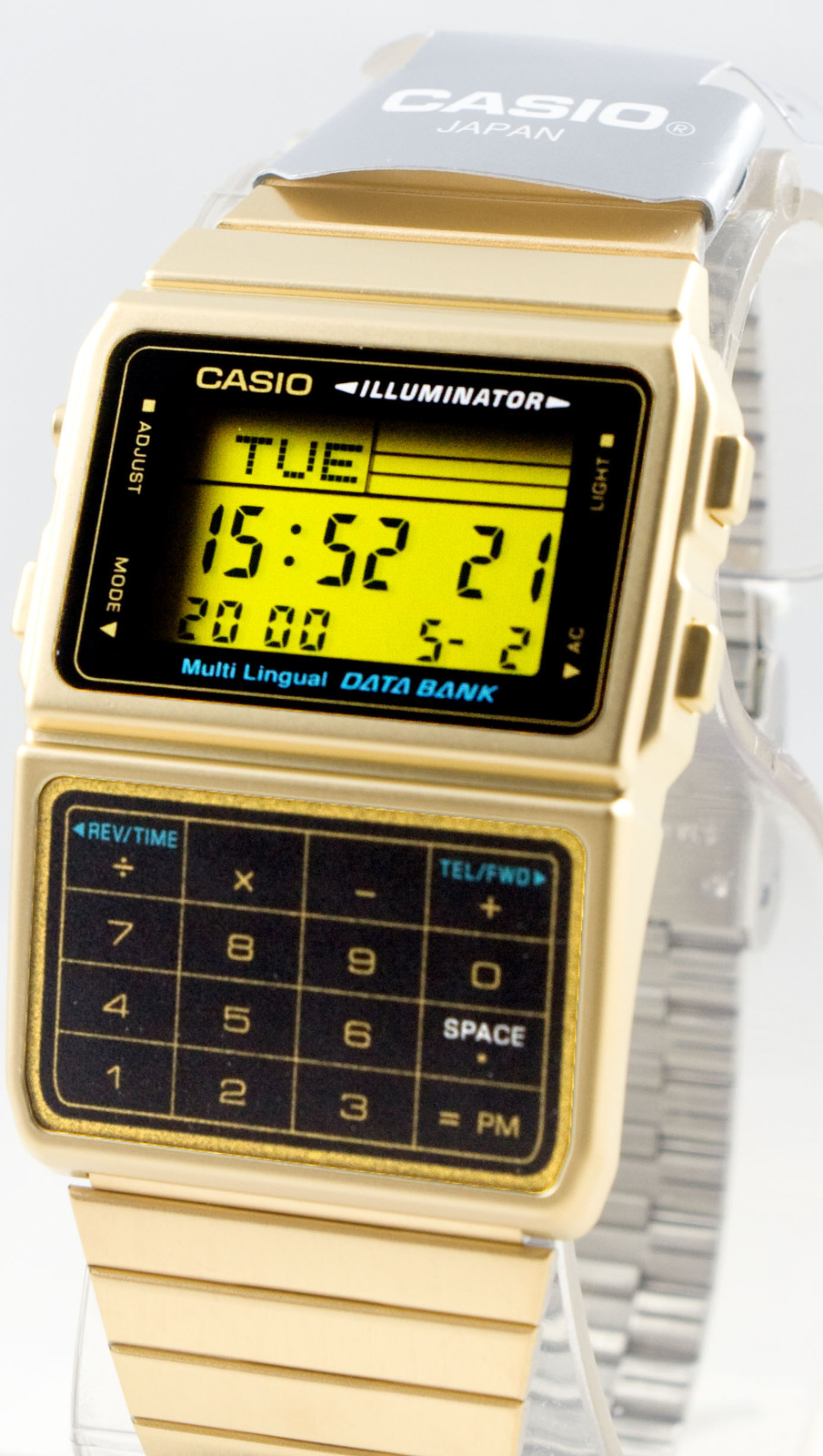 Casio DBC611G-1D Gold Databank Watch Stainless Steel Calculator 5 ...