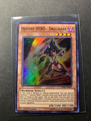 Yugioh - Destiny HERO - Drilldark (Super Rare) (1st Edition) - DESO ...