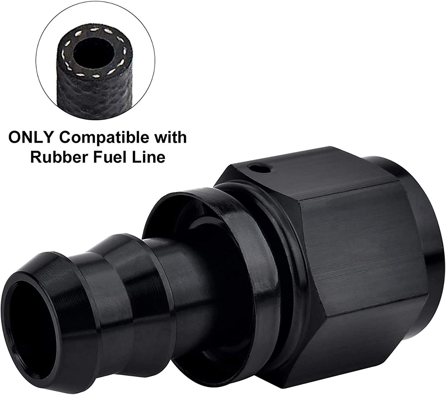 2PC Straight Push on Lock Hose Fitting Oil/Fuel/Gas Line Adapter 6AN ...
