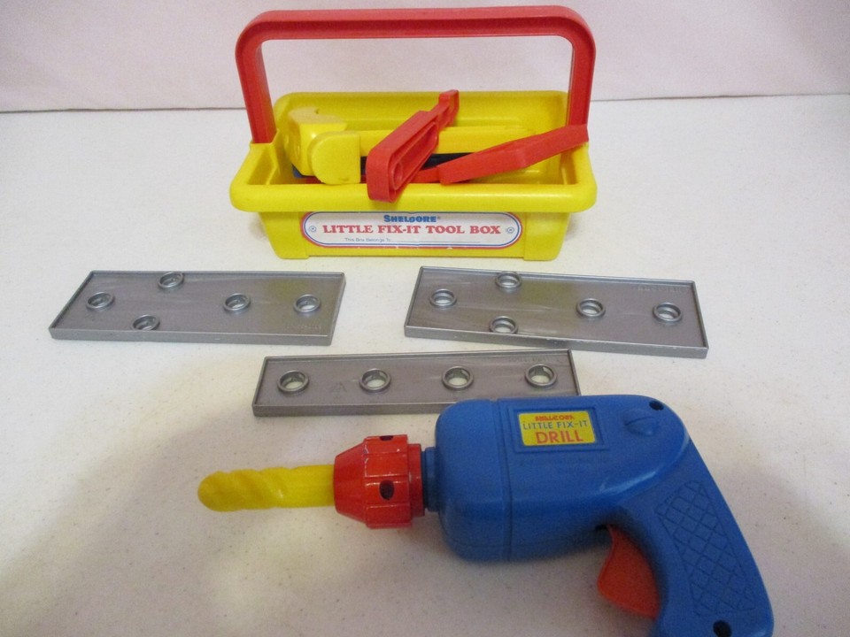 Shelcore-Little Fix-It Tool Box 1987-Drill 1983 & Tools-Vintage-As ...