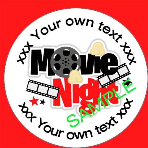 For Movie Night party stickers sweet cone bags Popcorn labels Cinema ...