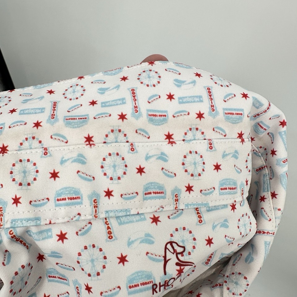 RHOBACK polo shirt 312 chicago print hot dogs ferris wheel golf navy ...