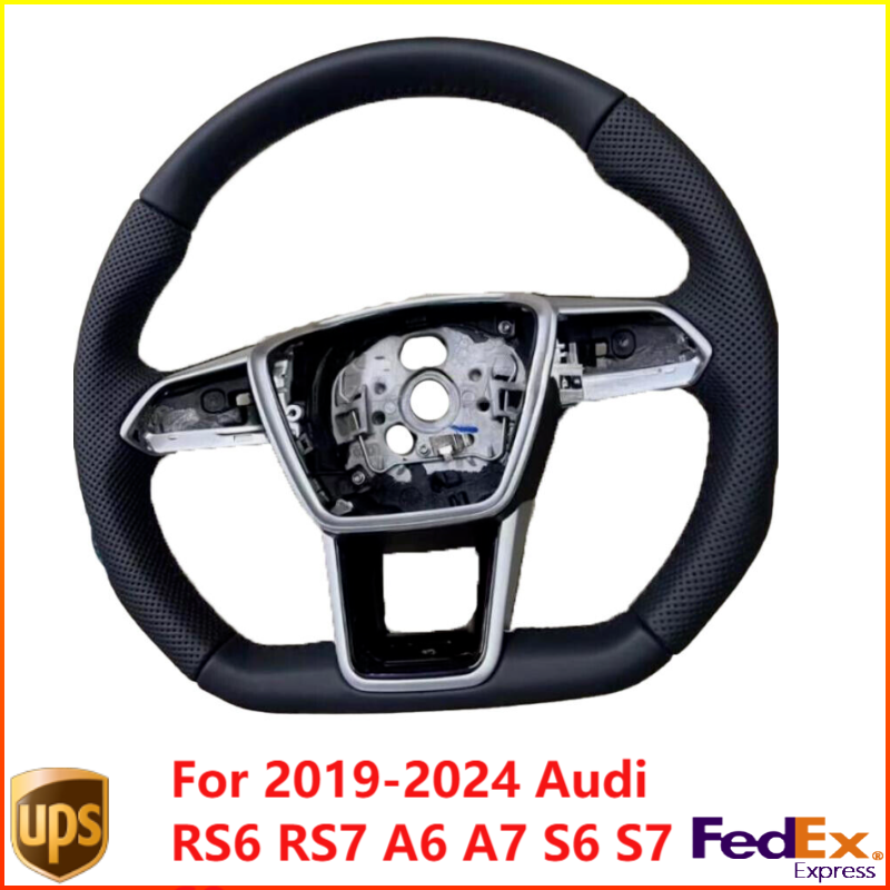 For 2019-2024 Audi RS6 RS7 A6 A7 S6 S7 S8 Full Leather Steering Wheel ...