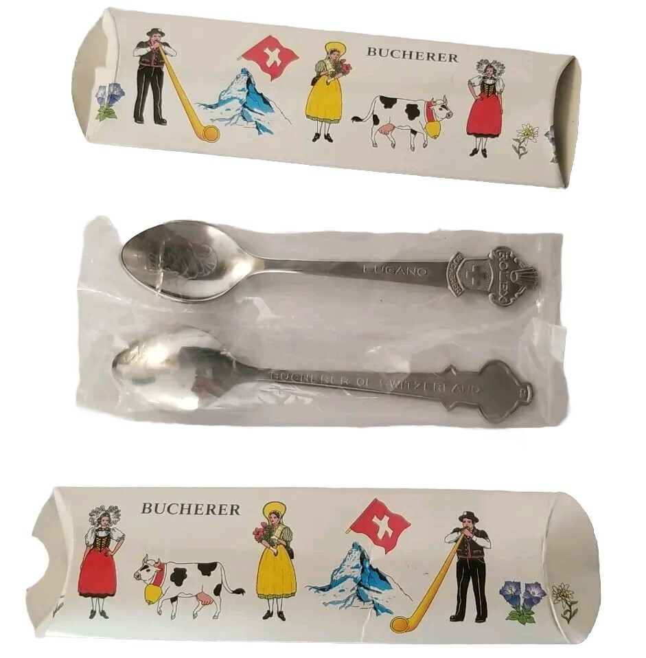 ROLEX Bucherer Of Switzerland Lugano Spoons Original Boxes NEW Lot Of 2 ...