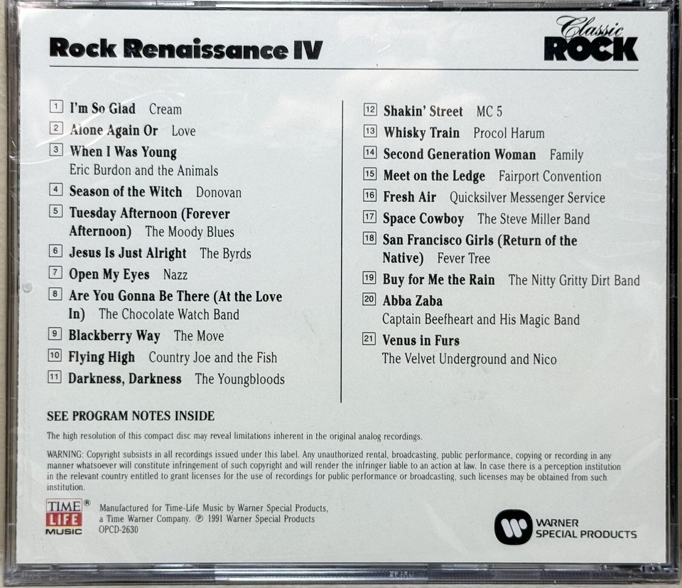 Rock Renaissance IV Classic Rock DL CD Time Life Music New Sealed ‘89 ...