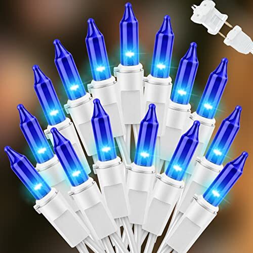 100 Mini LED Count Blue -String Lights - 21.6FT 100 Mini LED White Wire ...