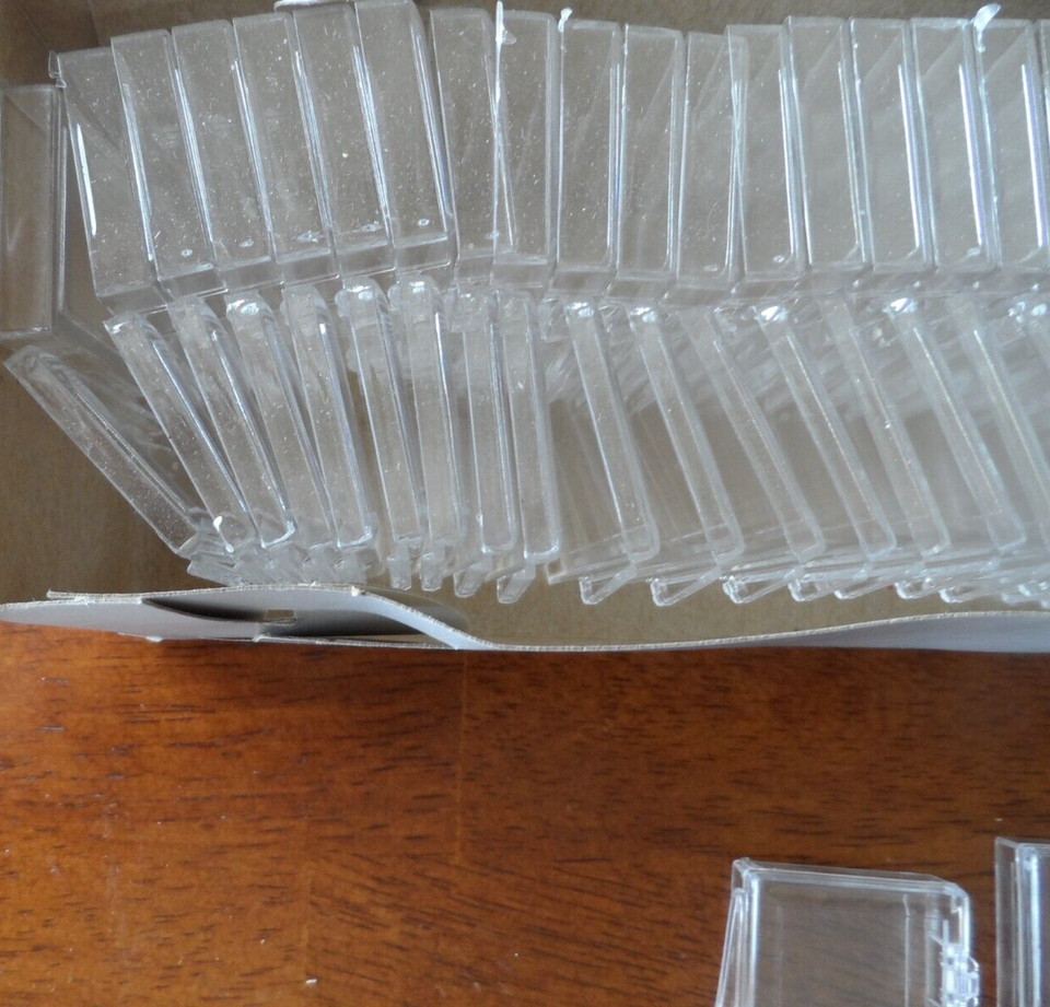 (50) COUNT LOT OF NEW 2" X 1" X 1/2" HARD PLASTIC HINGED SNAP CASES PC ...