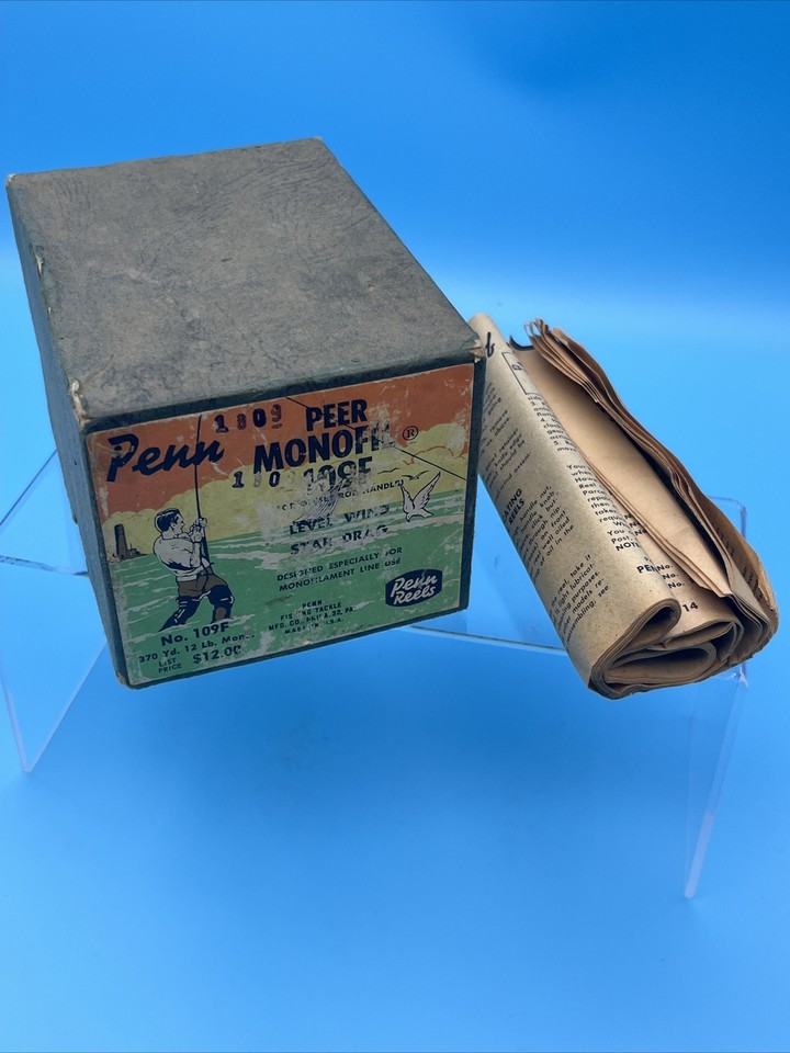Penn Peer Monofil 109 Fishing Reel & Box w/No.22 Catalog, Wrench, Lube ...