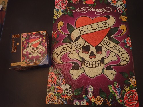 Ravensburger Ed Hardy Jigsaw Puzzle LOVE KILLS SLOWLY 1000 Piece ...