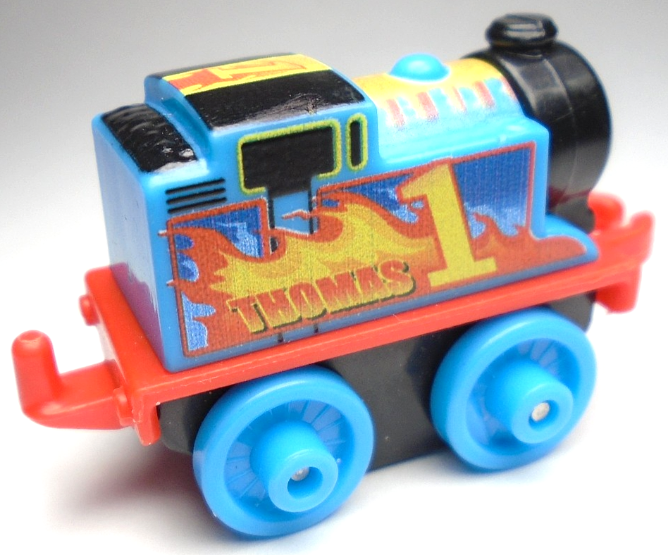 2014 THOMAS & FRIENDS MINIS FLAMES THOMAS BLUE 2" PLASTIC TOY TRAIN ENGINE W RED | eBay
