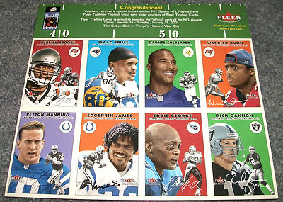 NFL PLAYERS PARTY 2001 Fleer Uncut Card Sheet Super Bowl XXXV Tampa ...