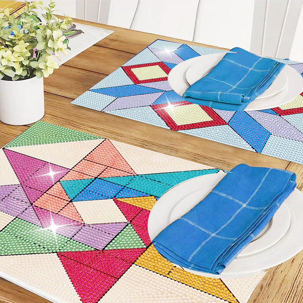 4PCS Modern Dining Table Mats Set Creative Diamond Painting Rhinestone ...
