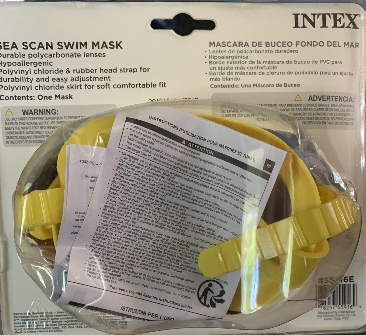 INTEX Sea Scan Swim Mask Yellow Polycarbonate Lens PVC/Rubber 8+ New | eBay