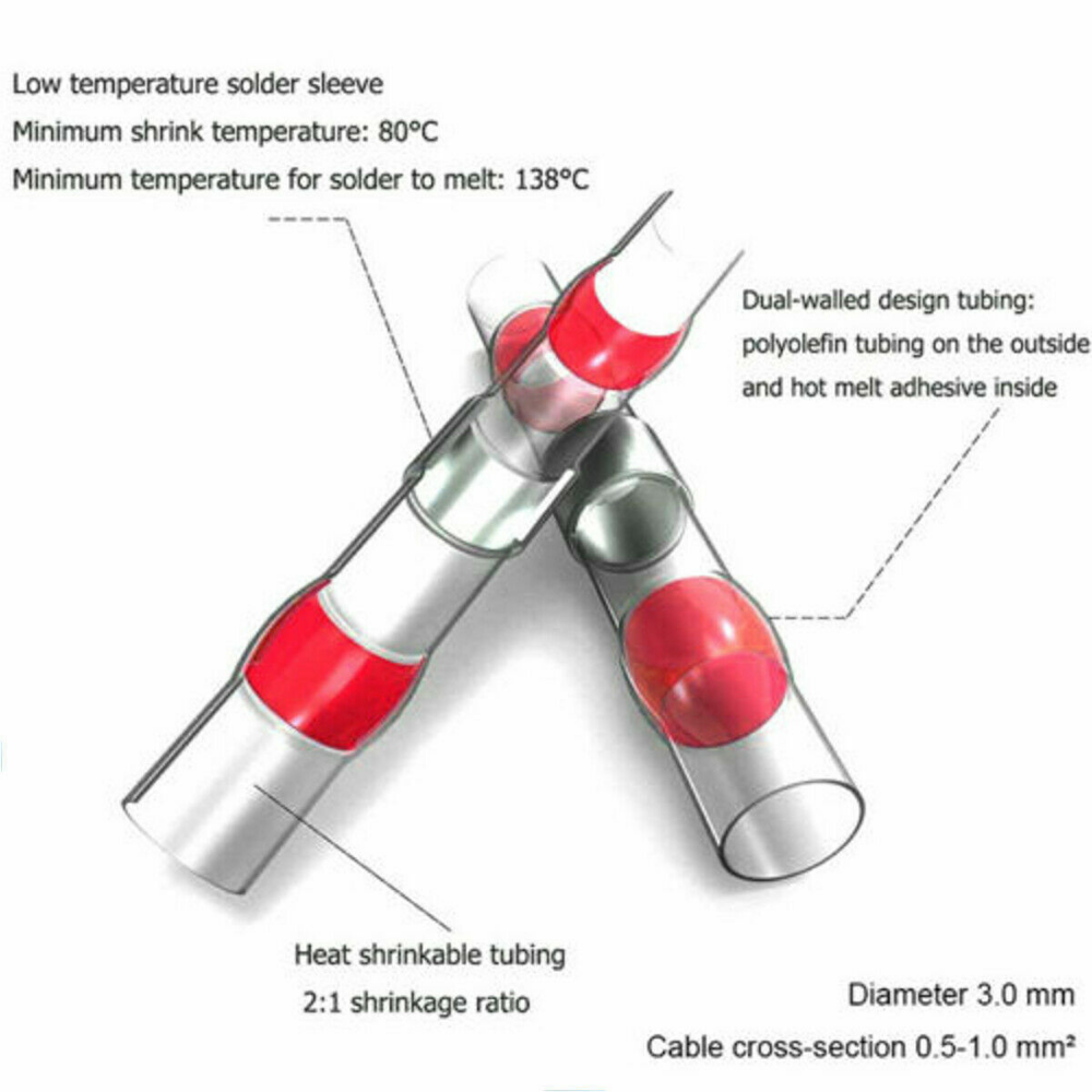 200x Heat Shrink Connector Waterproof Insulated Solder Seal Connectors ...