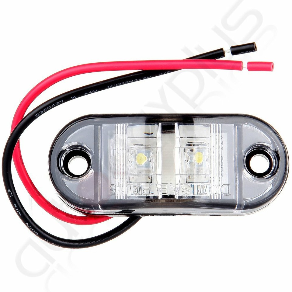 2pcs 2.5'' Oval White Clearance Side Marker Light 2Diode LED Flat ...