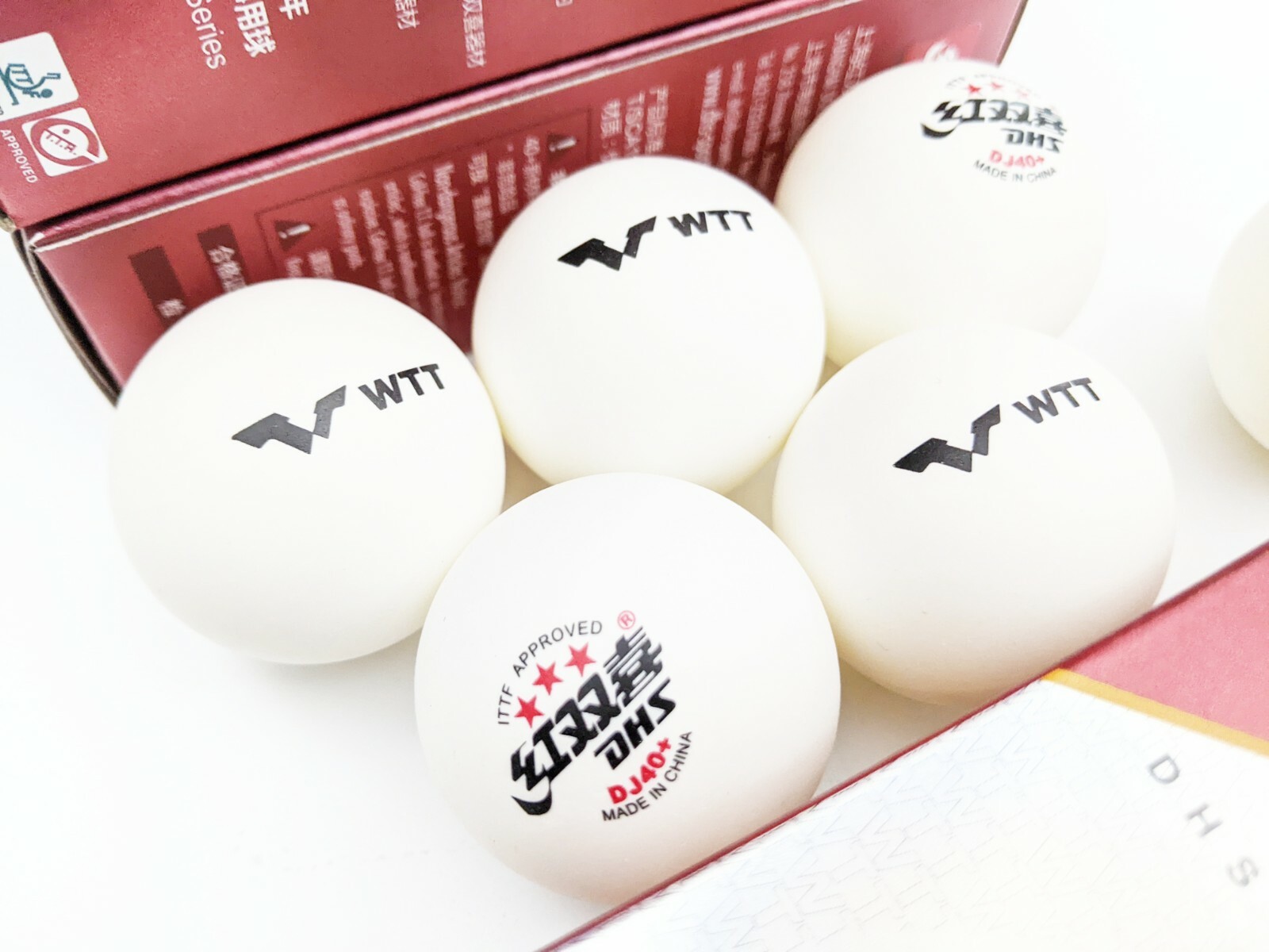 5 Packs (30 balls) DHS DJ40+ WTT Table Tennis Balls 3-Star Plastic Ping ...