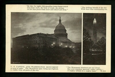 Washington DC postcard US Capitol Building Washington Monument Vintage ...