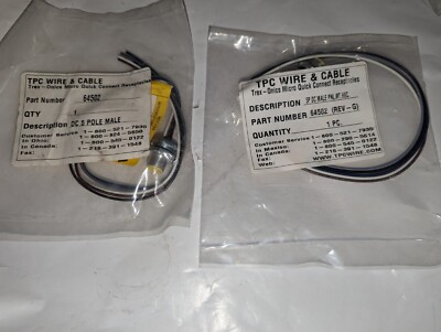 NEW LOT OF 2 GENUINE TPC WIRE & CABLE 64502, 5 POLE DC MICRO REC. MALE ...
