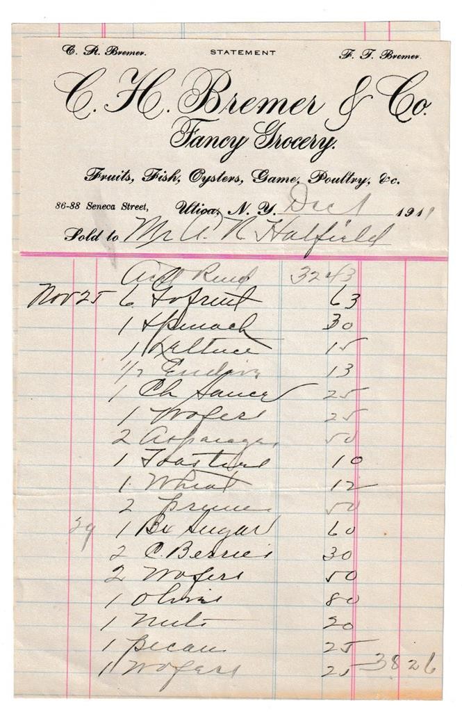 1917 Billhead, C. Bremer & Co. Utica, NY | eBay