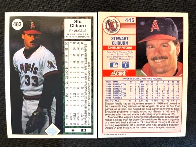 MLB - Stew Cliburn 1989 Upper Deck & 1989 Score Baseball - Angels | eBay