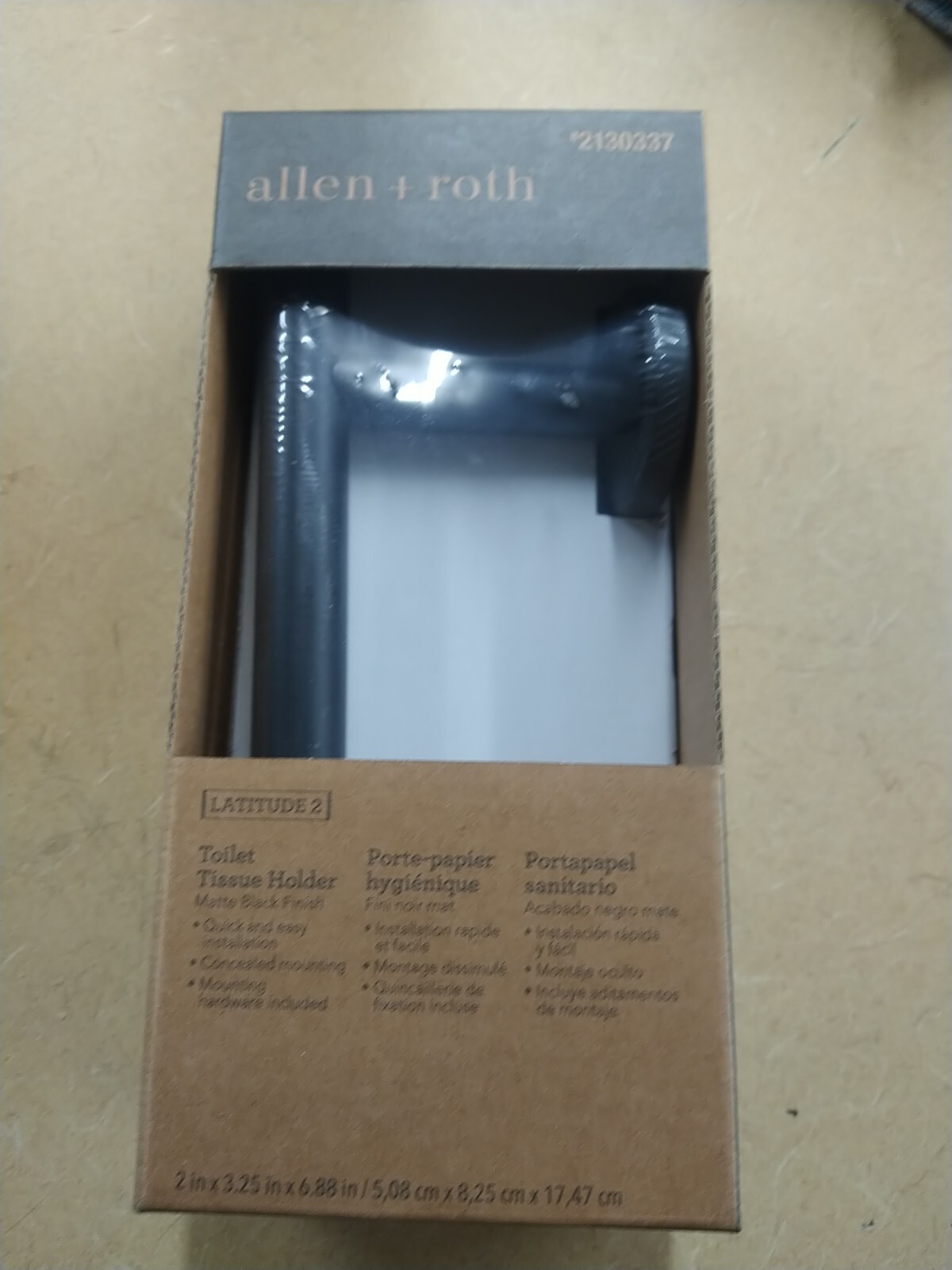 Allen Roth Latitude 2 Matte Black Bathroom Toilet Paper Tissue Holder ...