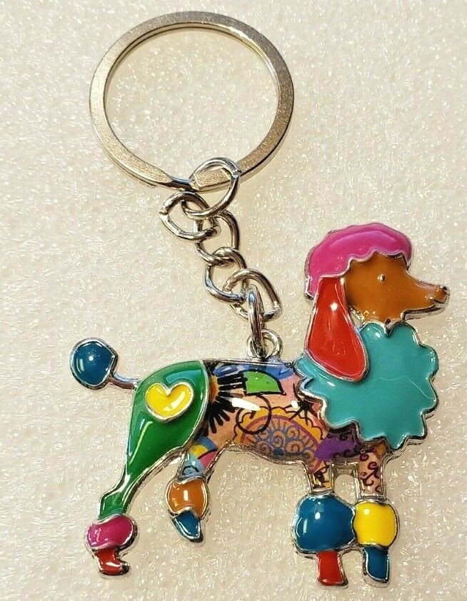 Poodle Dog Key Ring Keychain Multicolor Enamel Alloy Jewelry | eBay