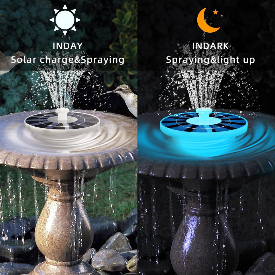 Solar Fountain with LED Light Floating Pool Fountain with Multicolor ...