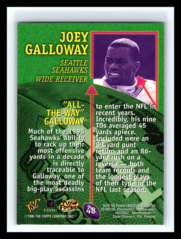🏈 JOEY GALLOWAY 1996 TOPPS STADIUM CLUB MEMBERS CHOICE W/ PEEL # 48 | eBay