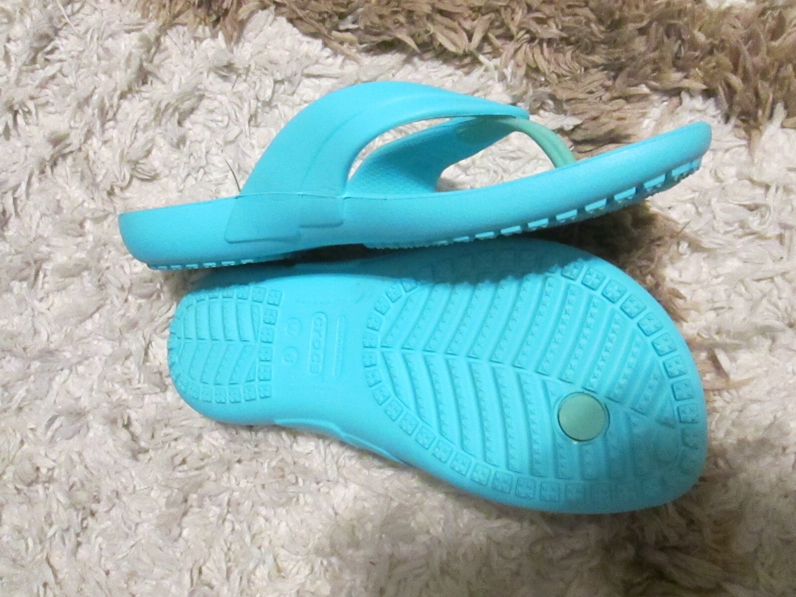 Women's Crocs Classic Aqua Teal Blue Flip Flops Sanda… - Gem