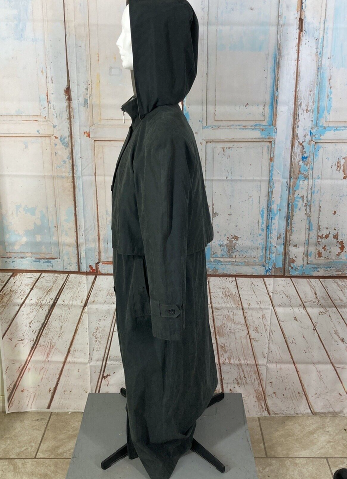 Fleet Street Oil Cloth Long Coat Removeable Liner Hooded RN 50411 Green ...