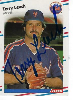 TERRY LEACH SIGNED 1988 FLEER#139 - NEW YORK METS | eBay