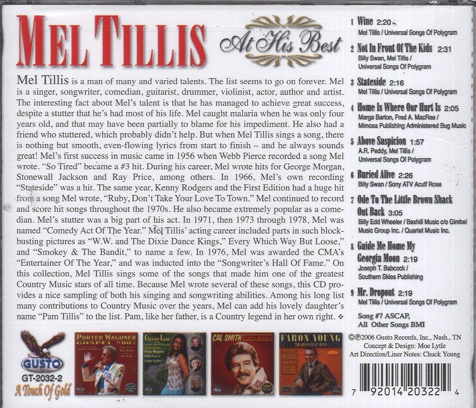 Mel Tillis At His Best (CD) | eBay