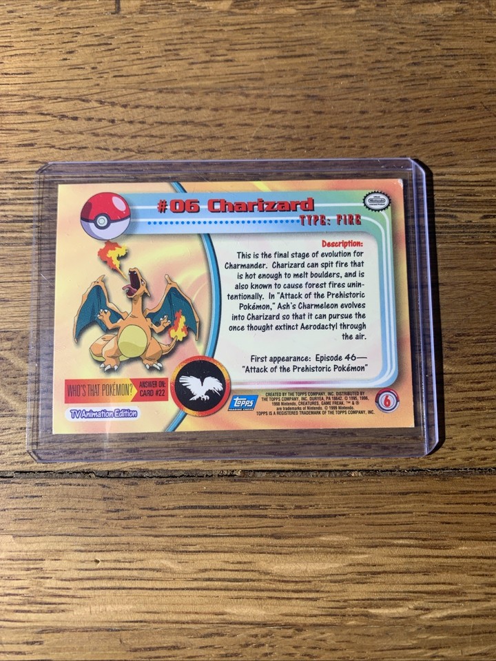 1999 Topps Pokémon TV Charizard #6 Holo Rainbow Foil 1st Ed Blue Logo ...