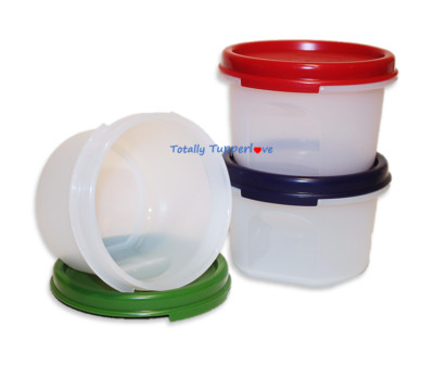 3 Tupperware #1 Rounds Modular Mates 7 oz / 200 ml Containers Red Blue ...